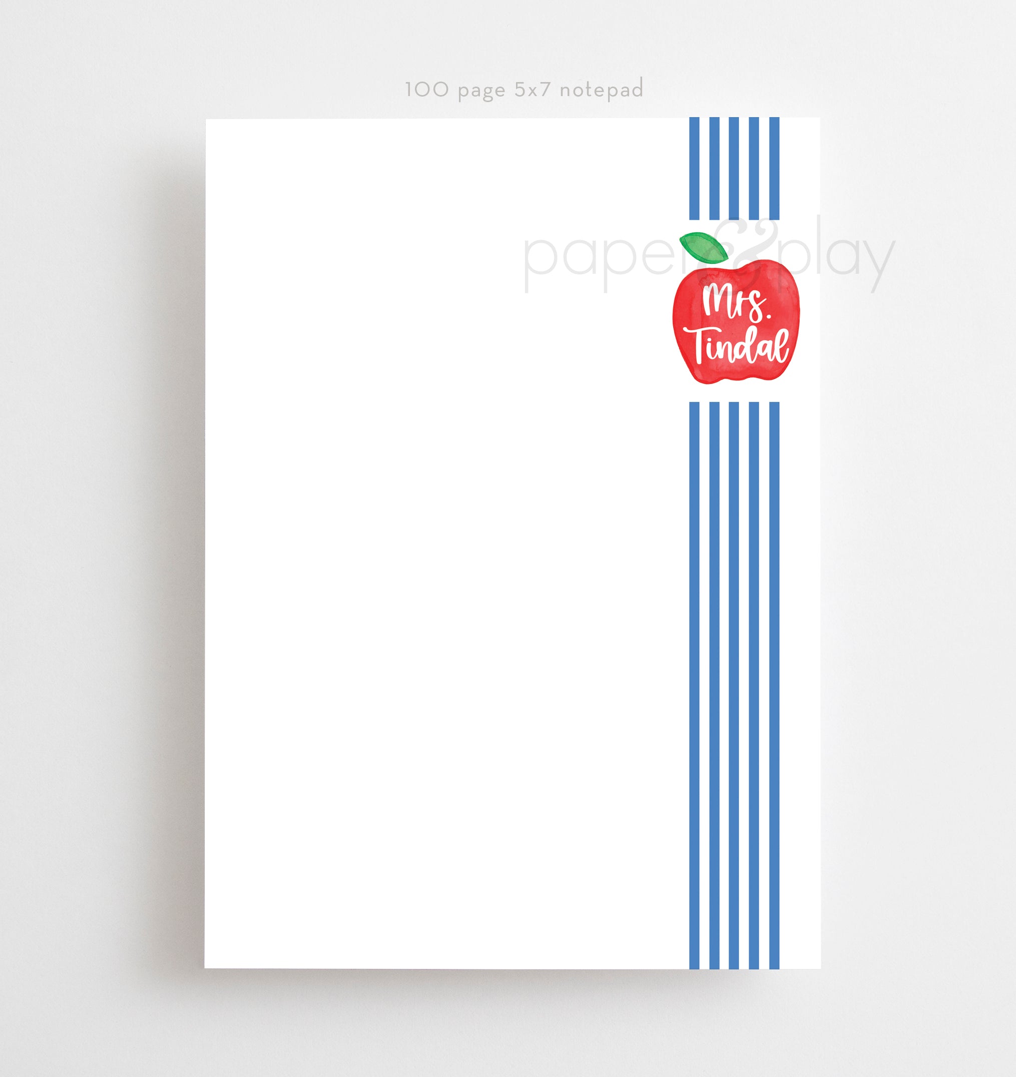 Apple Stripe Personalized Notepad – Paper and Play Design