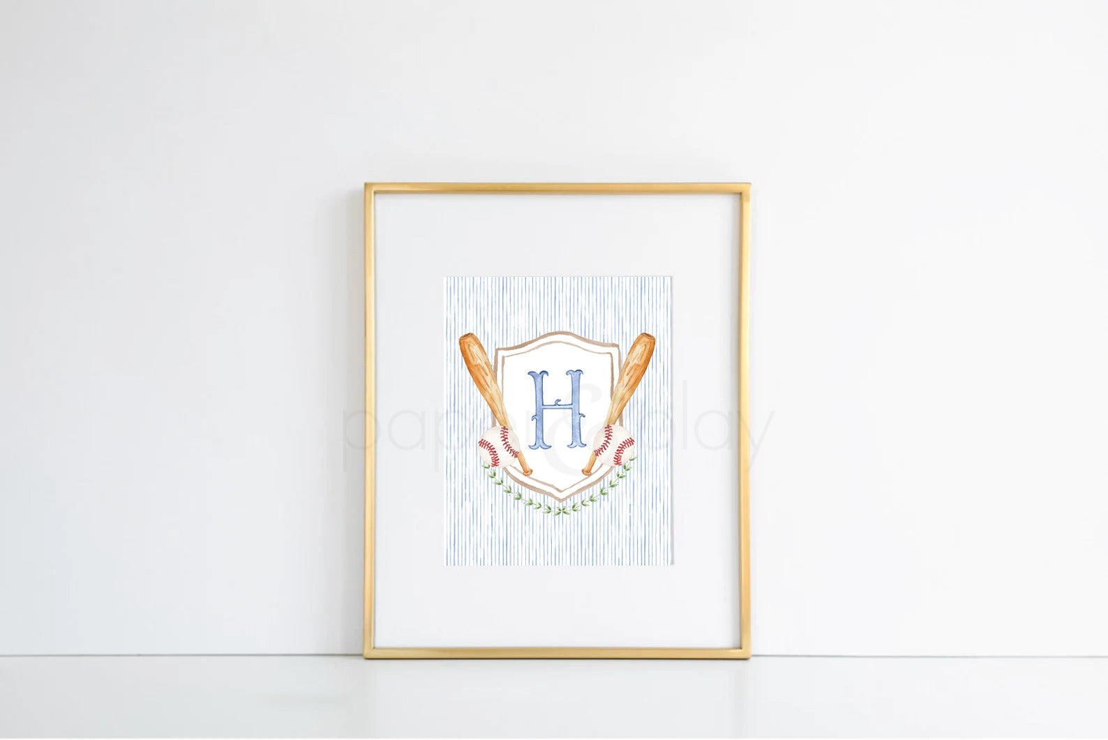 Watercolor Baseball Crest Art Print – Paper and Play Design
