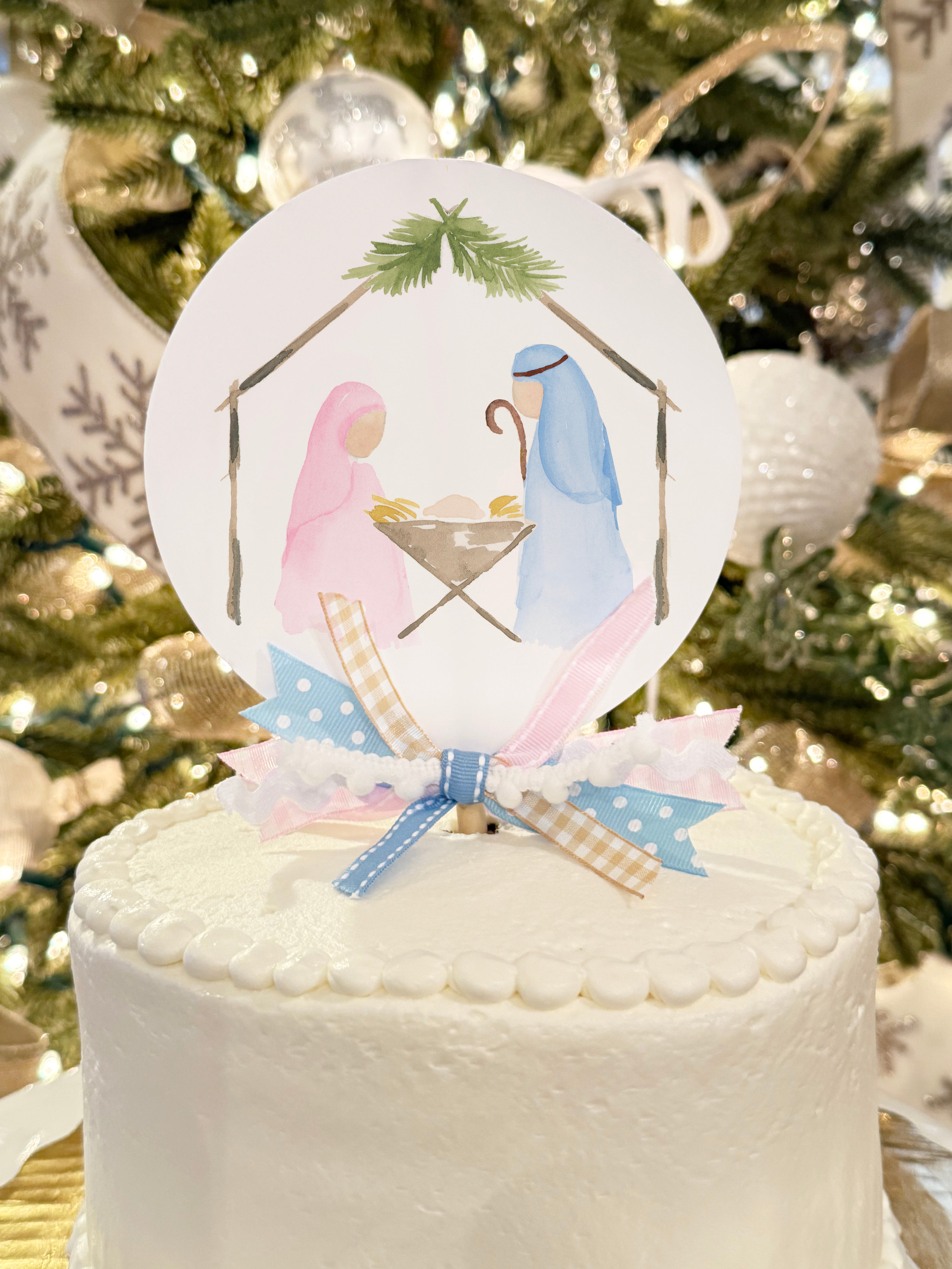 Watercolor Nativity Cake Topper (pastel) – Paper and Play Design